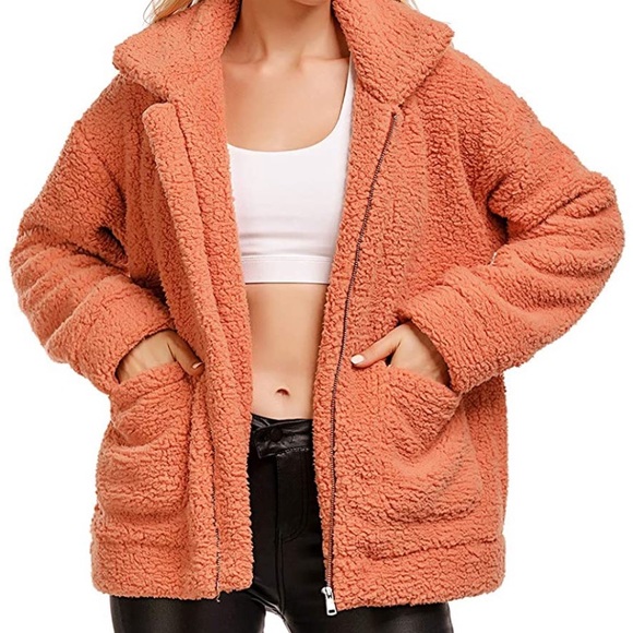 Jackets & Coats | Casual Lapel Fleece Fuzzy Jacket Shaggy Oversized ...
